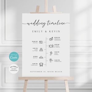 Editable Wedding Timeline Sign, Order of the Day (printable) - Etsy