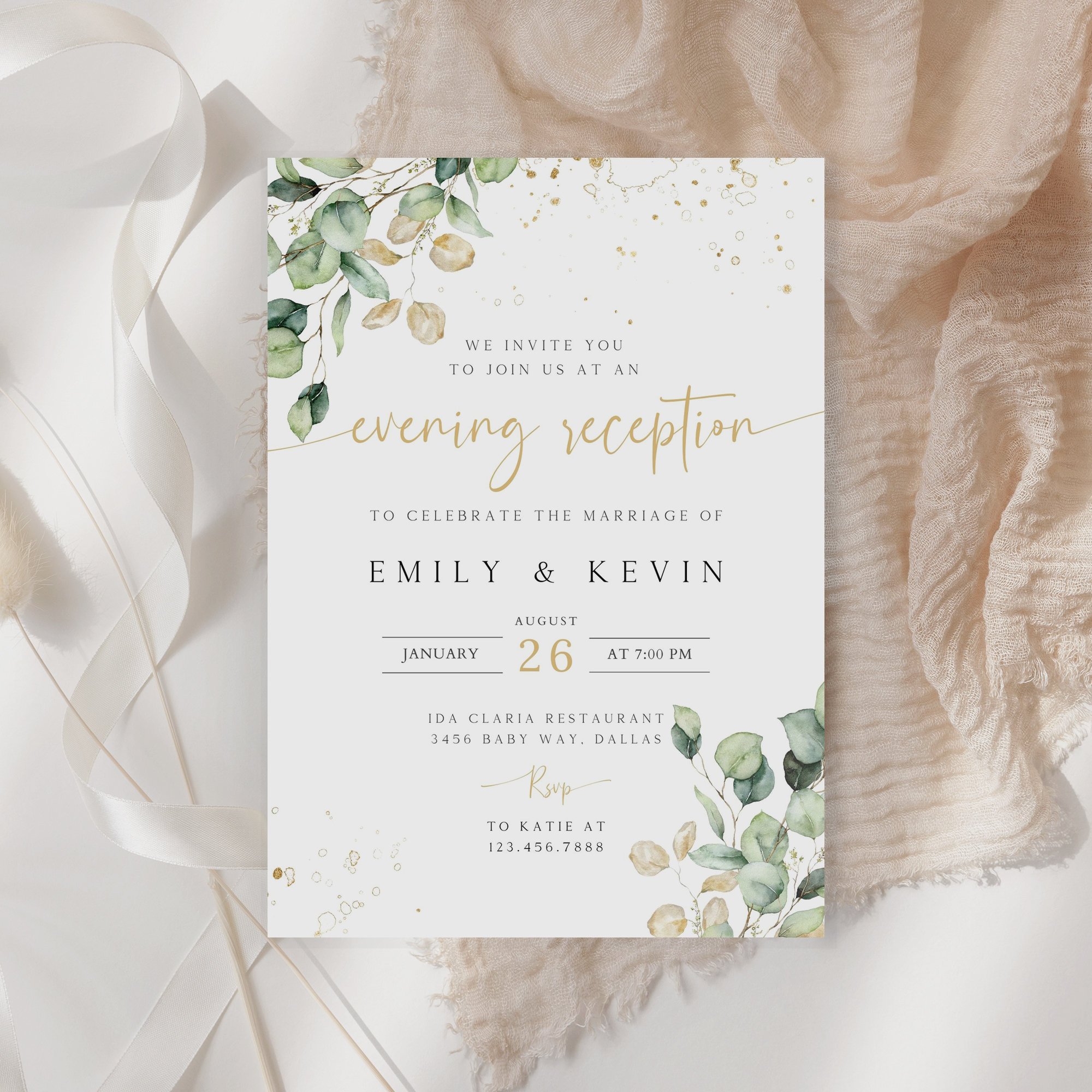 Wedding Reception Invitation Template, Editable Evening Wedding ...