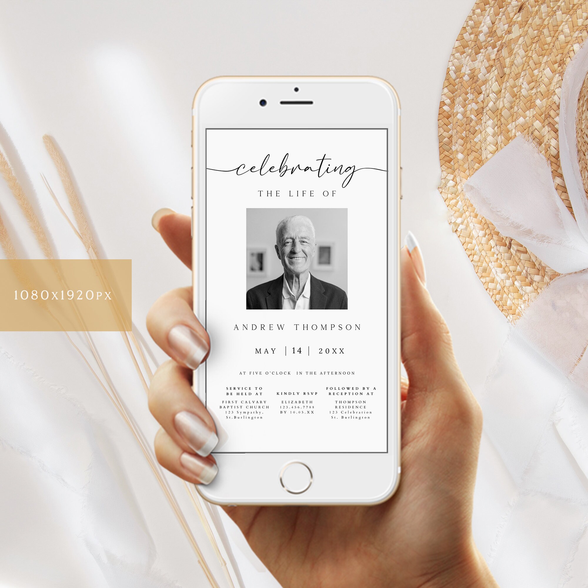 Editable Funeral Evite, Digital Funeral Invitation, Electronic Funeral ...