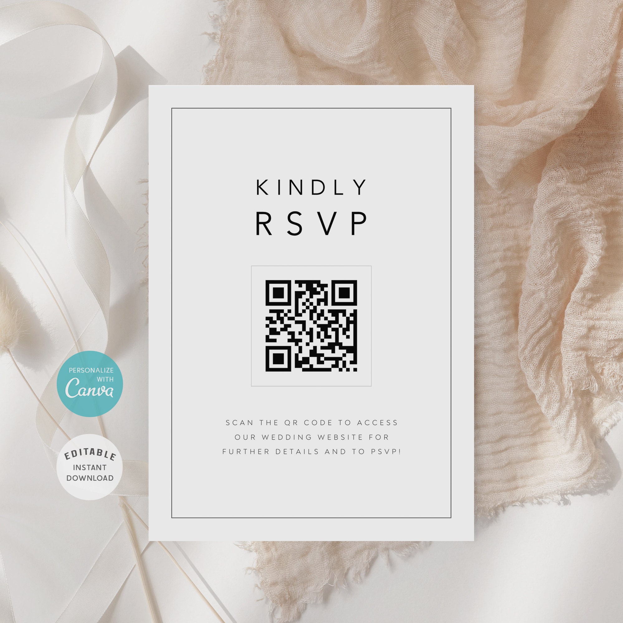 Editable Wedding Invitation Template, Wedding Invitation With QR Code ...