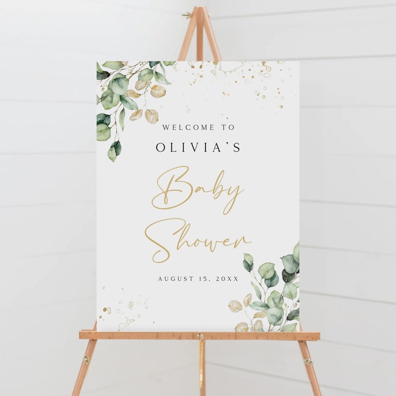 Eucalyptus Baby Shower Welcome Sign Template (digital Download) - Etsy