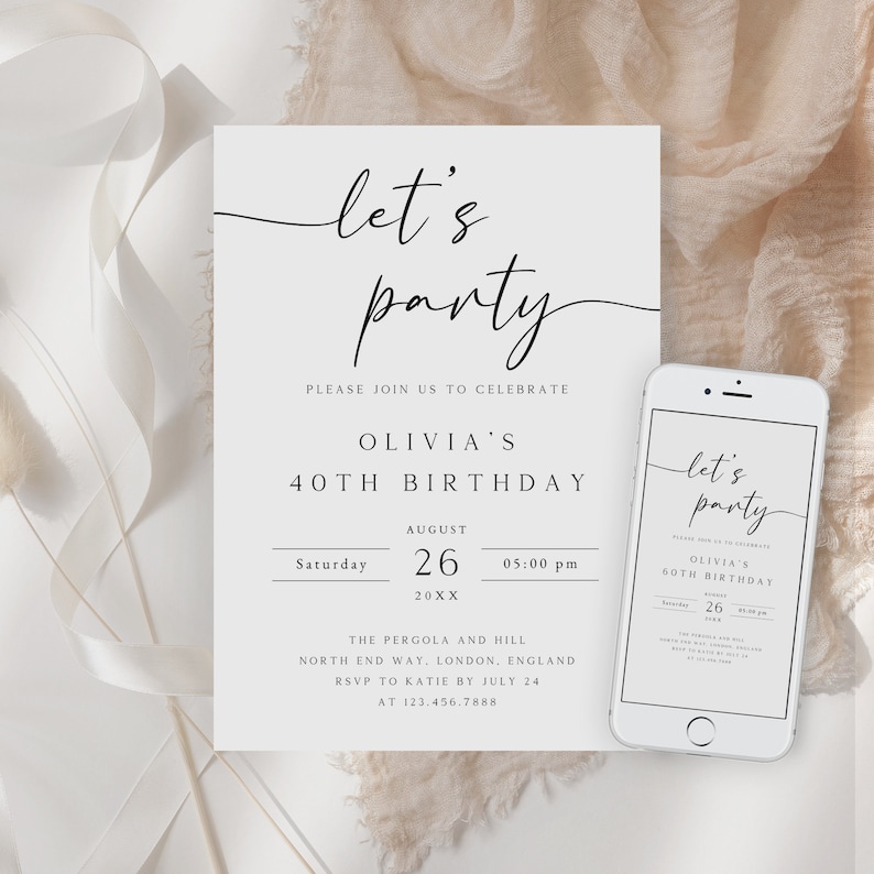 Editable Adult Birthday Party Invitation, Phone Party Evite, Adult ...