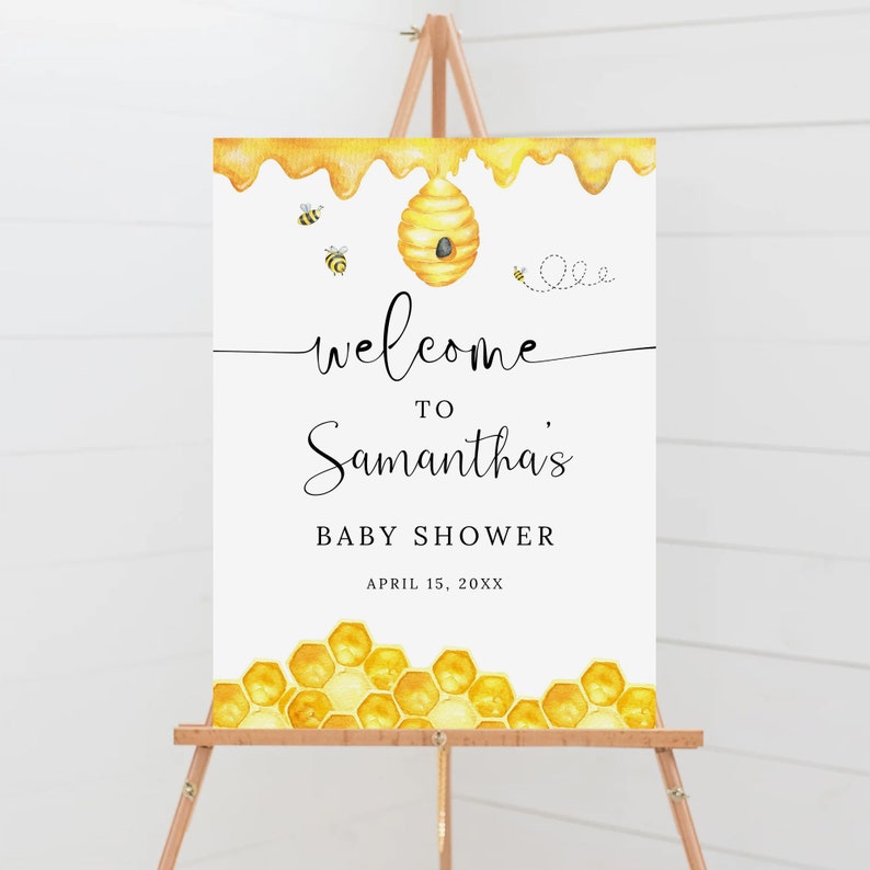 Bee Welcome Sign, Shower Welcome Poster, Honey Welcome Sign, Bee Baby ...