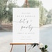 We're Married Let's Party Sign, Minimalist Wedding Decor (digital ...