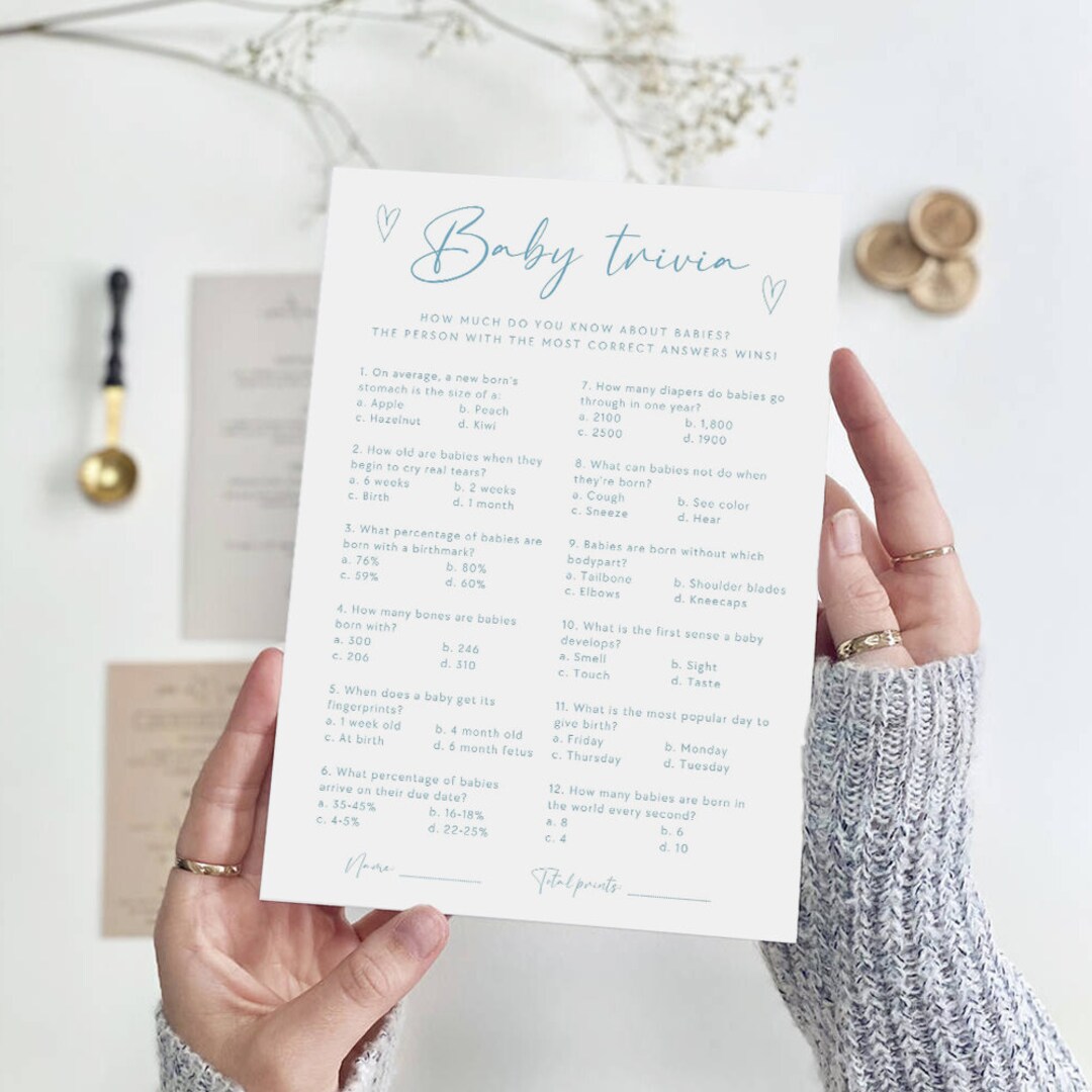 Boy Baby Shower Trivia Game, Baby Shower Games, Baby Shower Trivia ...