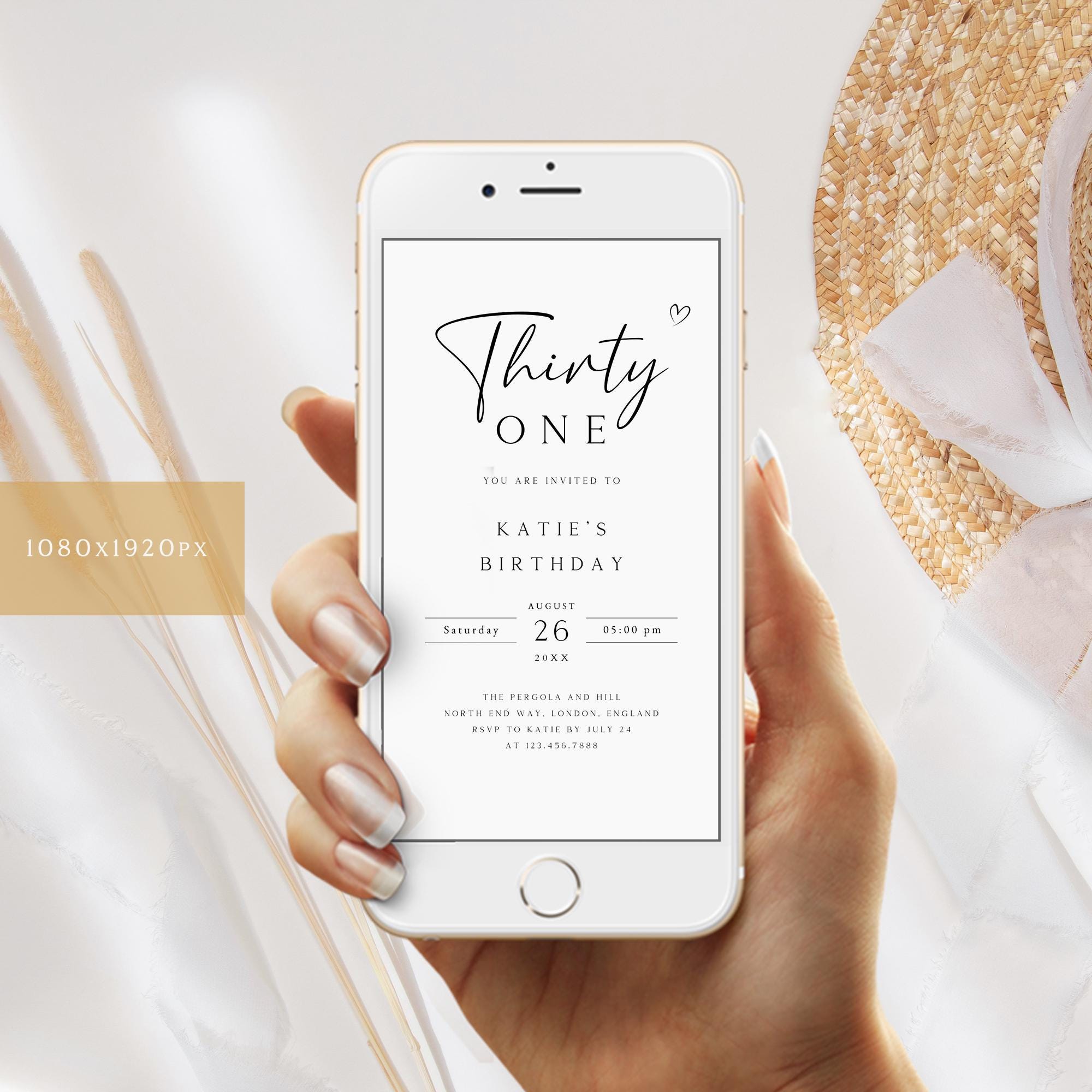 Editable 31st Birthday Invitation Template, Elegant Evite (digital ...