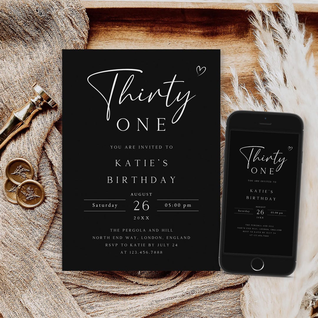 Editable 31st Birthday Invitation, 31st Birthday Party Invite, Thirty ...