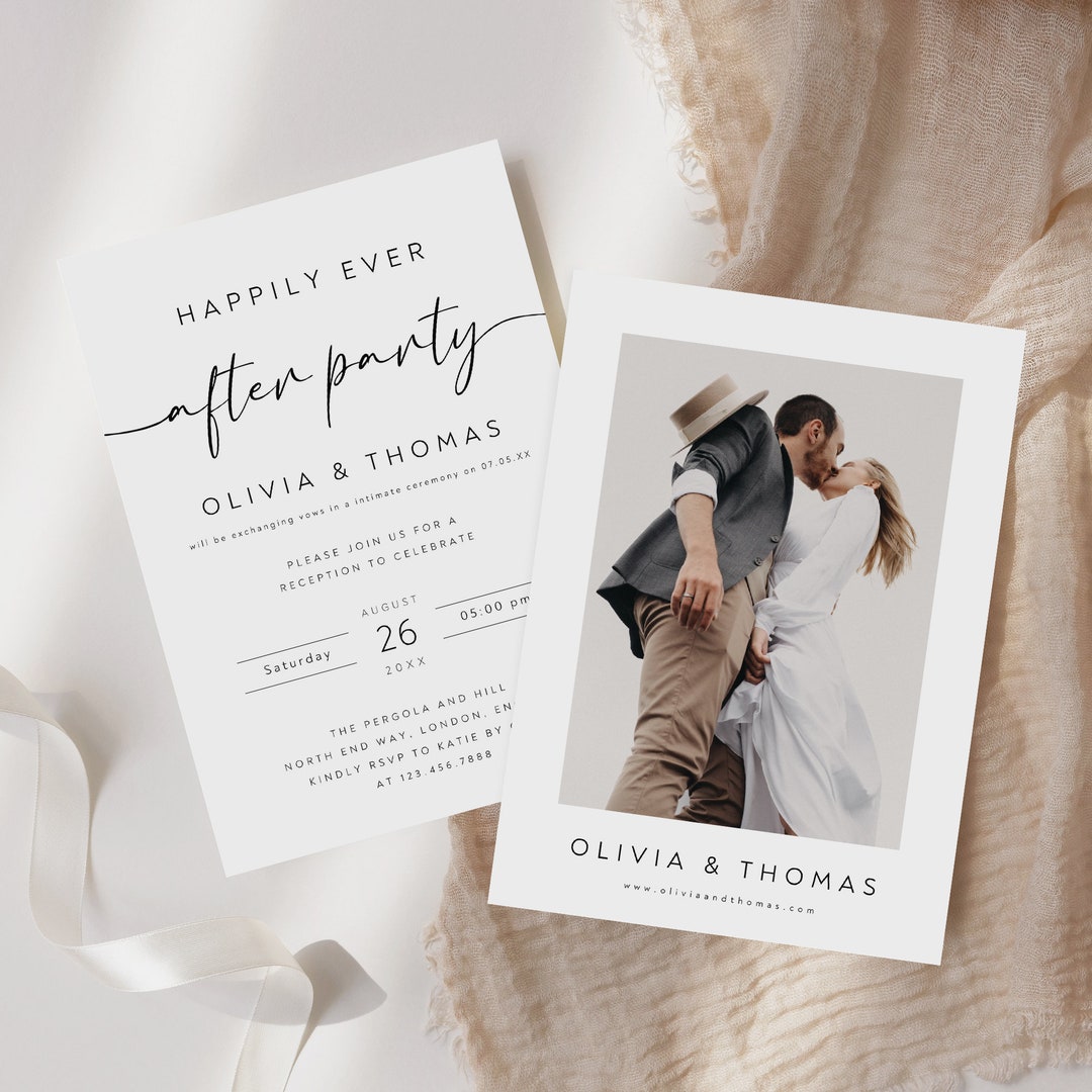 Photo Wedding Announcement, Happily Ever After Party Invite, Photo ...