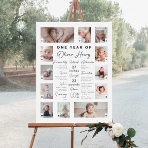 Editable First Birthday Milestone Board, Photo Poster (digital) - Etsy