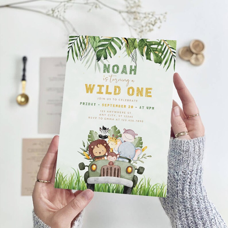 Editable Wild One Birthday Invitation, Safari 1st Birthday Invite ...