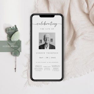 Funeral Photo Invitation, Memorial Service Invite, Funeral Announcement ...