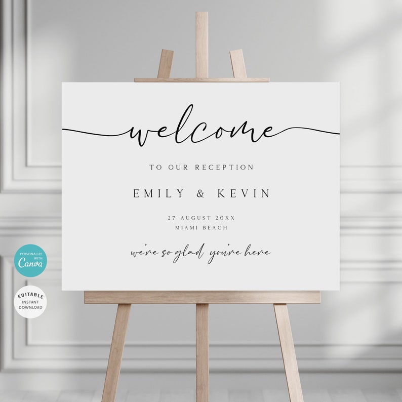 Reception Welcome Sign Printable, Minimalist Welcome Wedding Sign ...