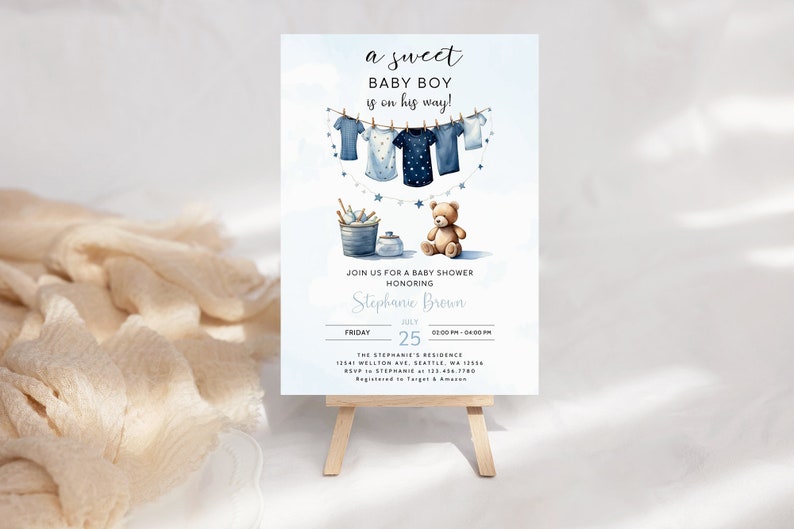 Boy Baby Shower Invitation, Baby Clothes Invite, A Sweet Baby Boy ...