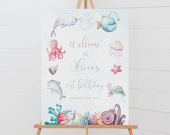 Under the Sea Welcome Sign Printable, Oneder the Sea 1st Birthday ...