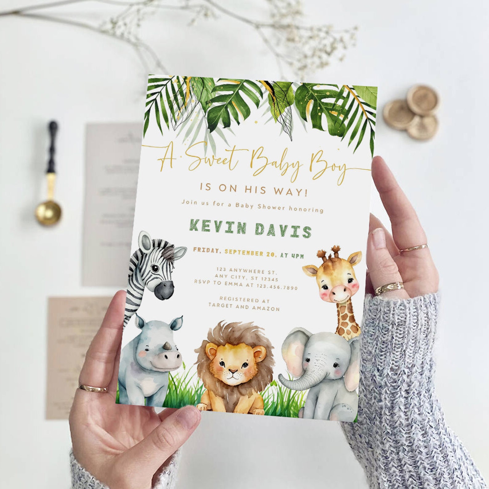 Editable Safari Baby Shower Invitation, Jungle Baby Shower Invite ...