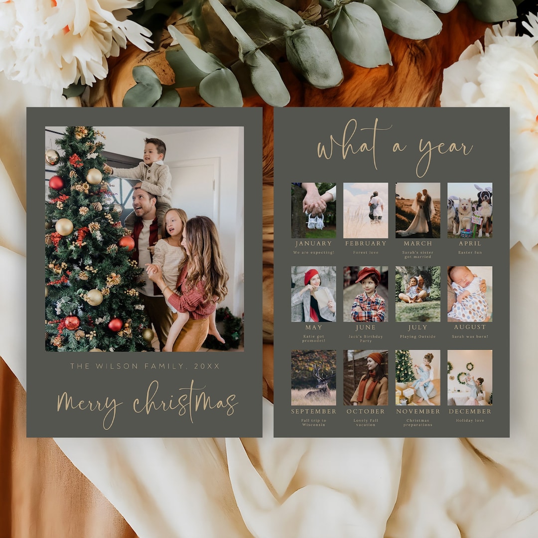 Year in Review Christmas Card Template, What A Year Card Photo Collage ...