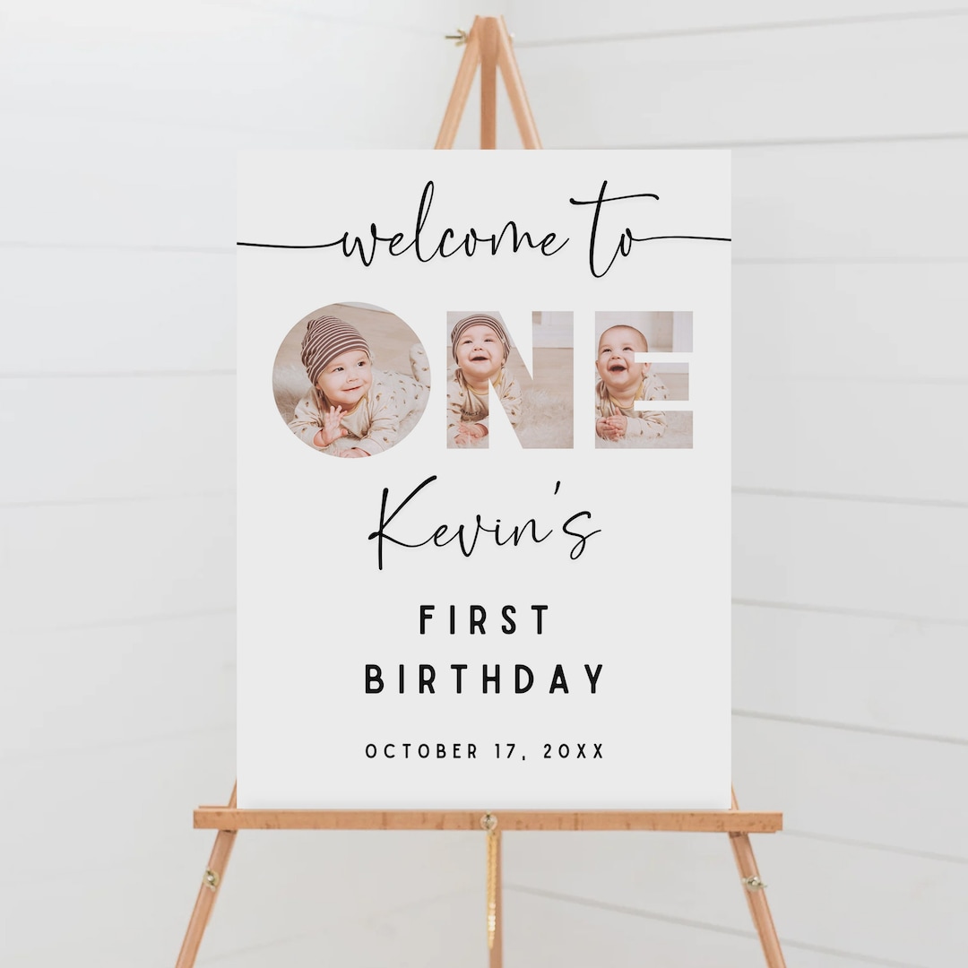 Photo First Birthday Welcome Sign Template, Editable Printable (instant ...