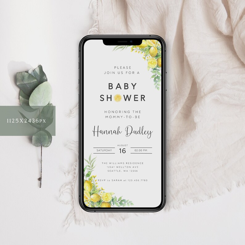 Editable Lemon Baby Shower Invitation, Citrus Baby Shower Digital ...