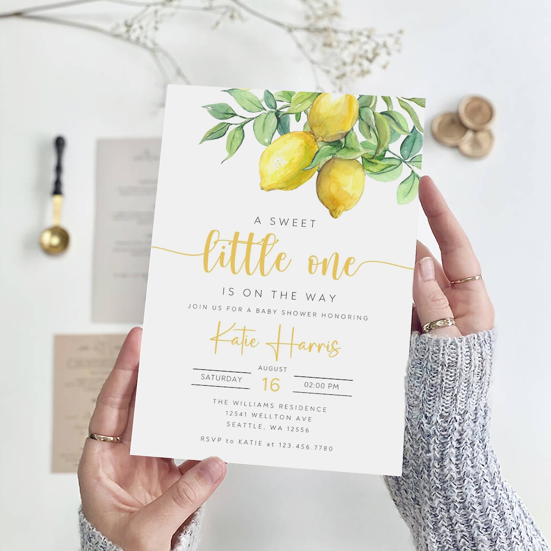 Lemon Baby Shower Invitation Template, A Sweet Little One is on the Way ...