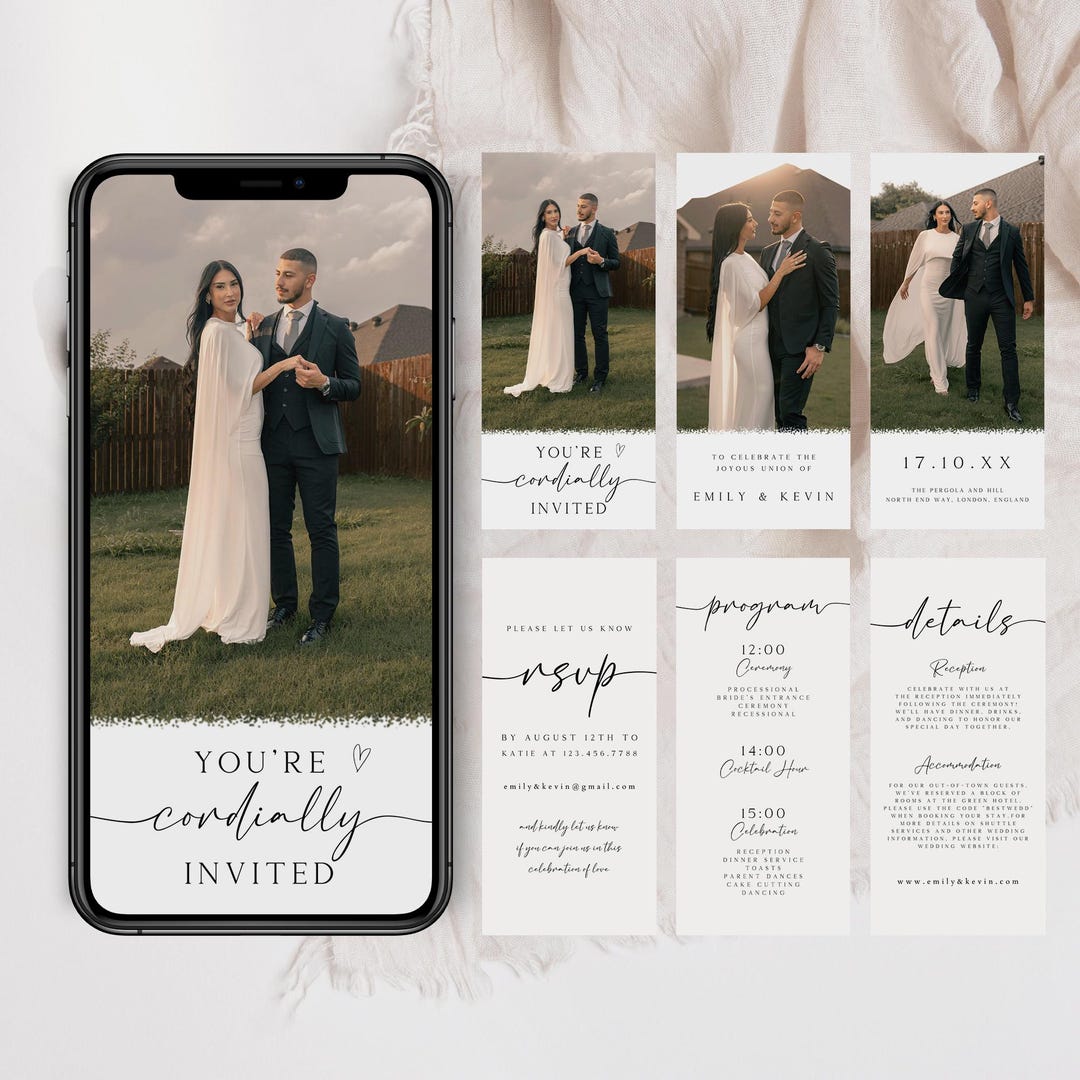Animated Wedding Video Invitation Template, RSVP, Editable Canva Invite ...