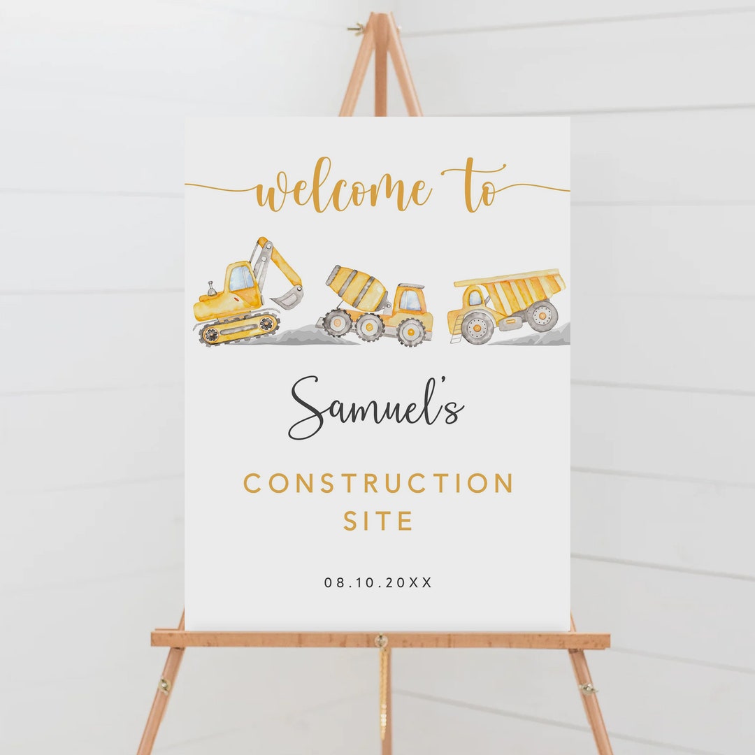 Construction Welcome Sign, Dump Truck Party Welcome Poster ...