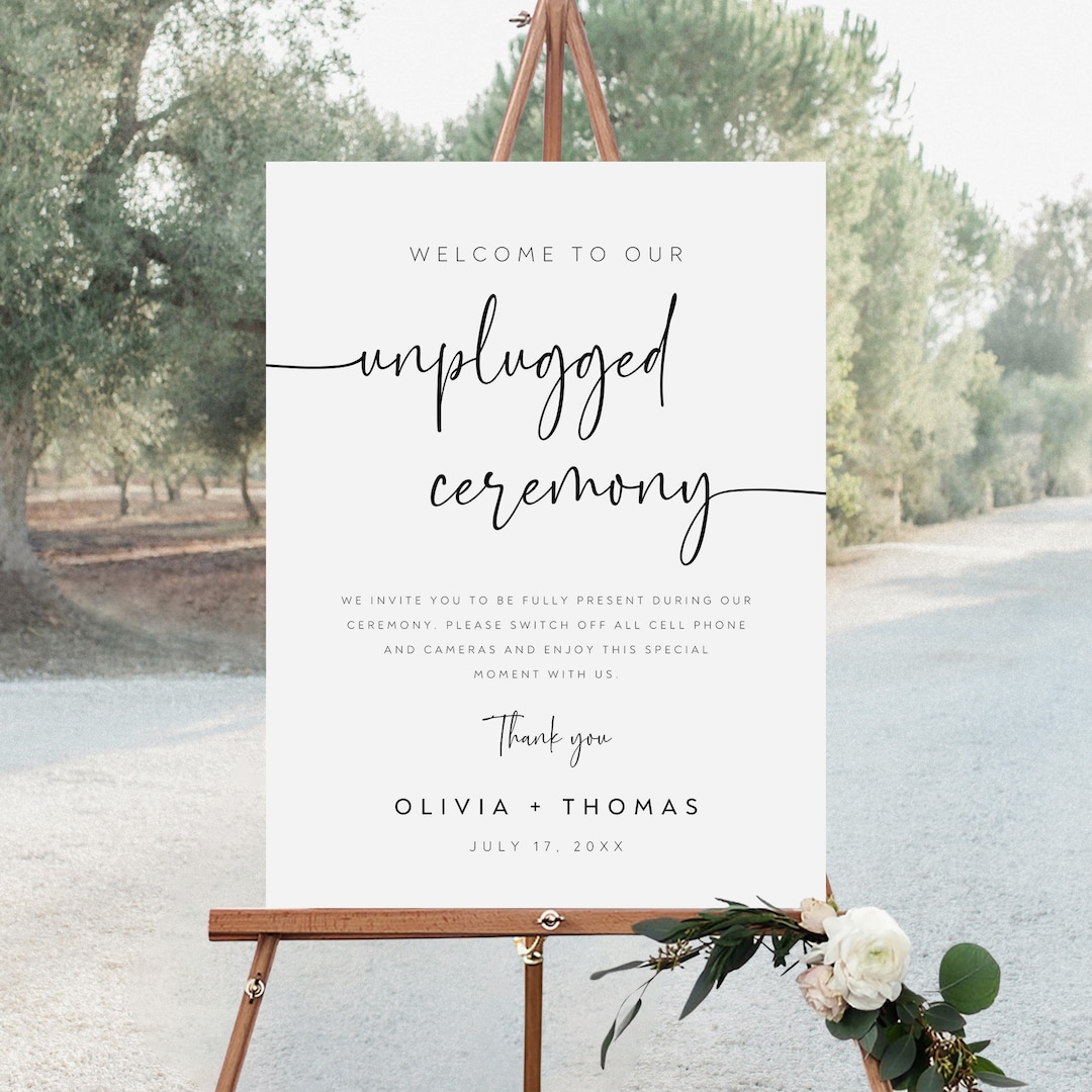 Unplugged Ceremony Sign Template, Wedding Welcome Sign, Modern ...