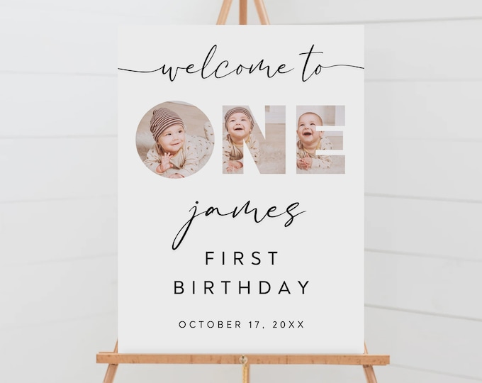 First Birthday Welcome Sign, 1st Birthday Welcome Sign, Photo First ...