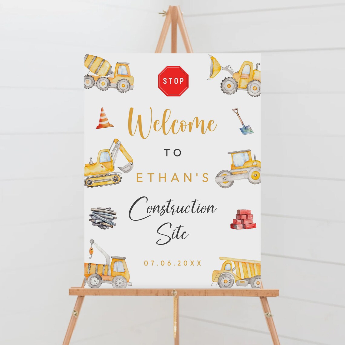 Construction Birthday Welcome Sign, Dump Truck Party Decor (editable ...
