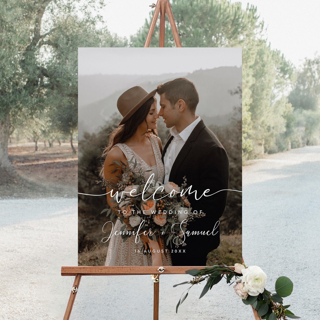 Minimalist Wedding Welcome Sign With Photo (editable Digital Template ...