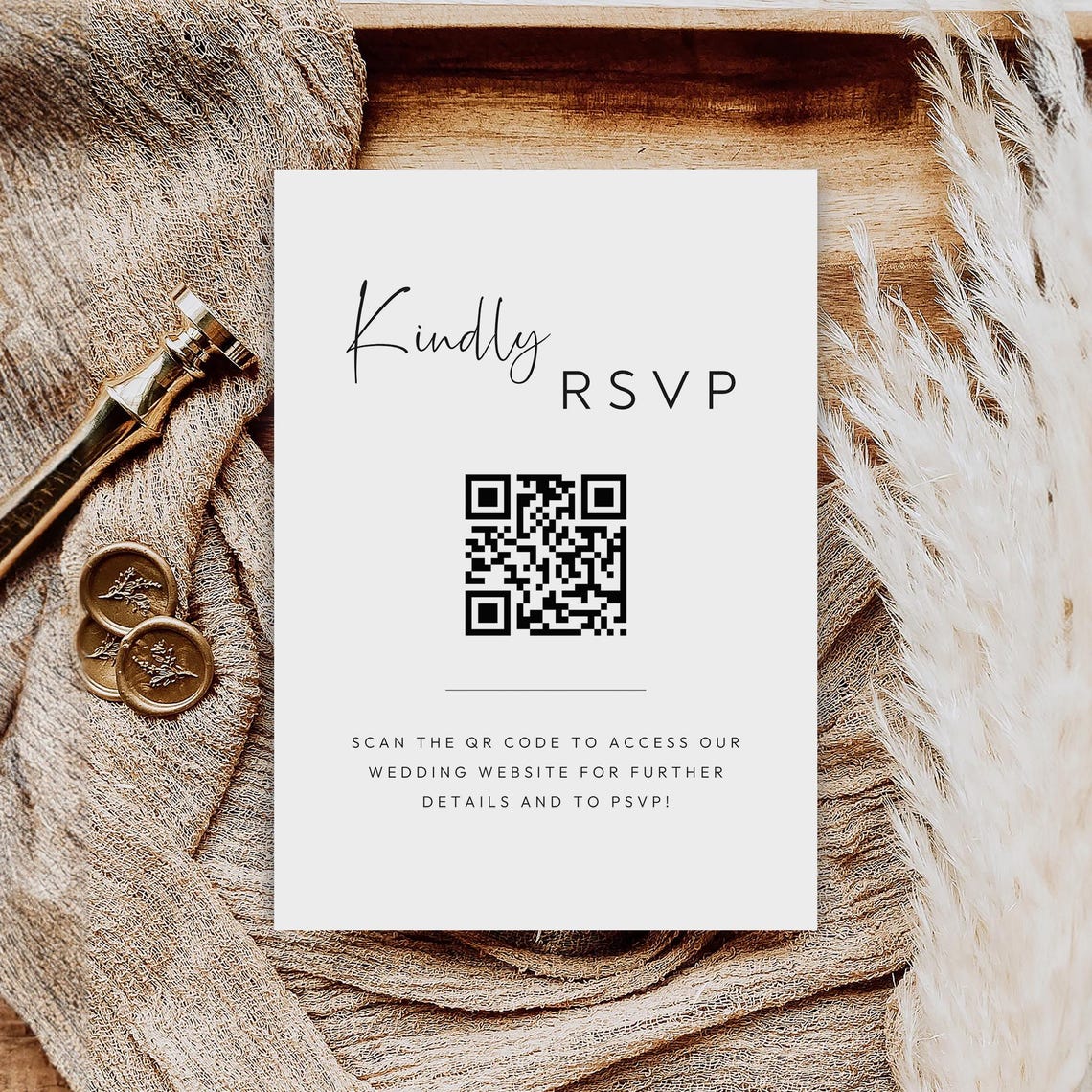 Simple Wedding Invitation Template With QR Code (digital) - Etsy