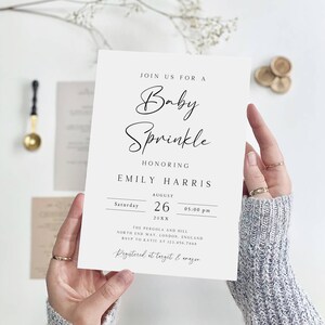 Baby Sprinkle Invitation, Gender Neutral Baby Shower Invite, Minimalist ...