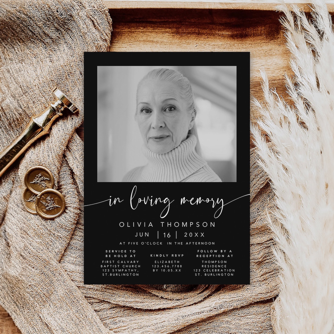 Funeral Invitation Template, Printable Celebration of Life Invite, in ...