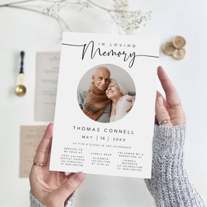 Funeral Announcement Template, Memorial Service Invite, Photo Funeral ...