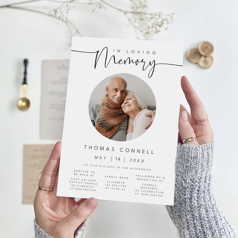 Funeral Announcement Template, Memorial Service Invite, Photo Funeral ...