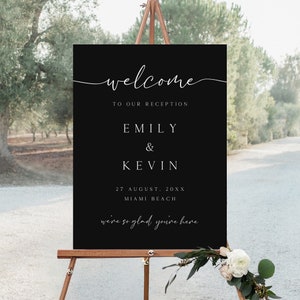 Reception Welcome Sign Printable, Black Welcome Wedding Poster, Welcome ...