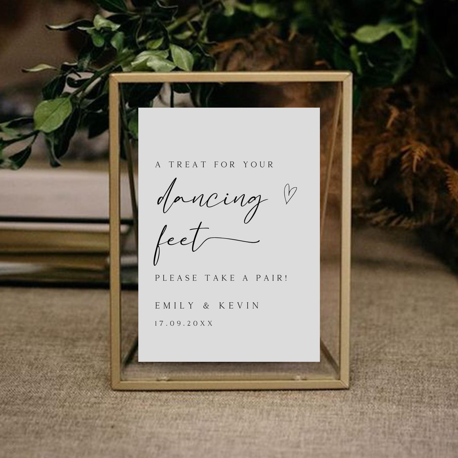 Wedding Dancing Feet Sign Template, Flip Flop Shoes, Minimalist Design ...