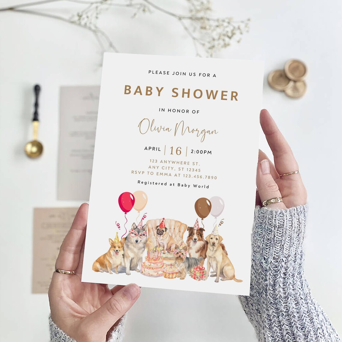 Puppy Baby Shower Invitation, Dog Theme Baby Shower Invite, Gender ...