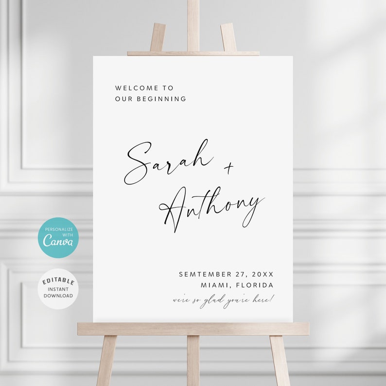 Editable Wedding Welcome Sign Customizable Elegant Welcome - Etsy