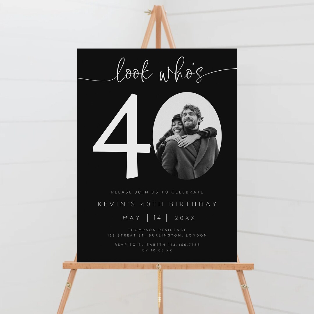 40th Birthday Welcome Sign, Look Who's 40 Welcome Sign, Forty Birthday ...