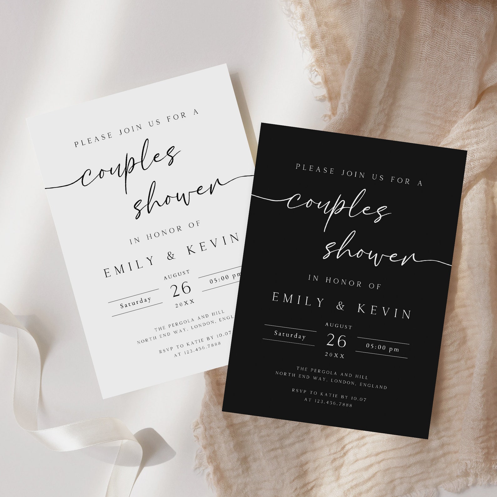 Minimalist Couples Shower Invitation, Modern Couples Shower Invite ...