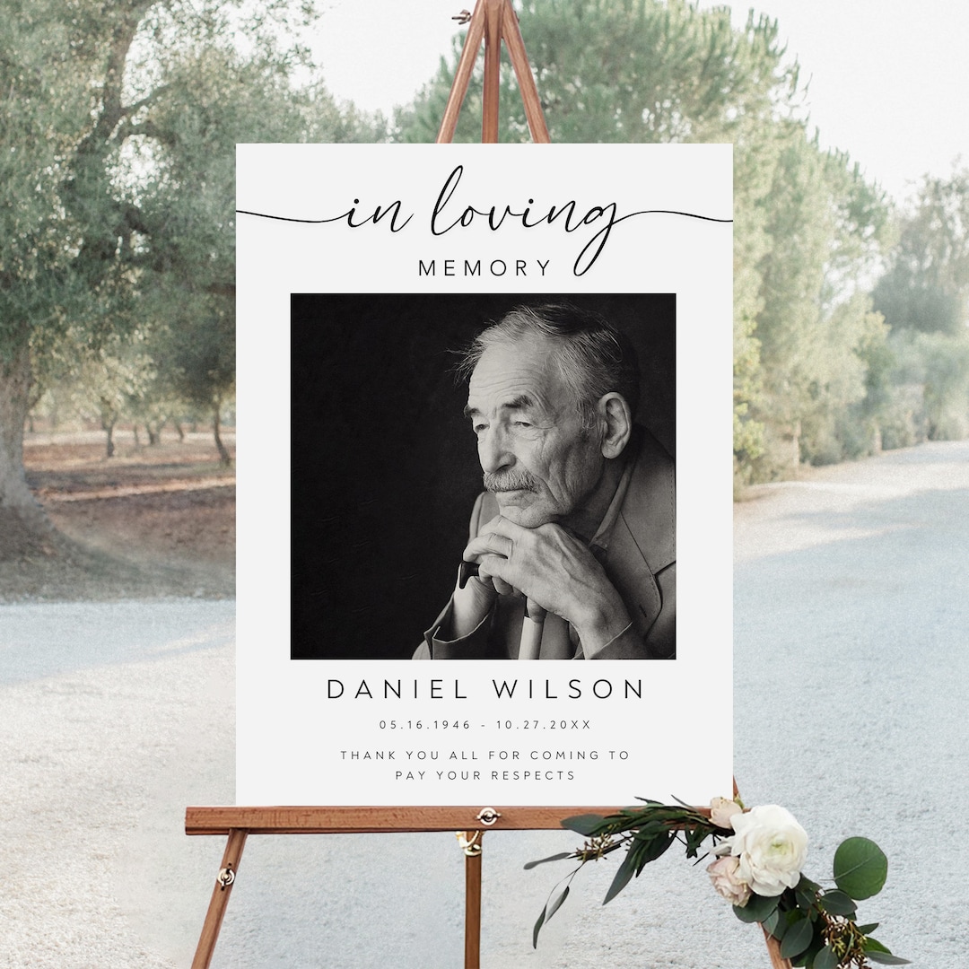 Editable Funeral Welcome Sign, Minimalist Celebration of Life Poster ...