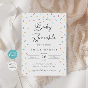 Editable Baby Sprinkle Shower Invitation, Confetti Baby Shower Invite ...