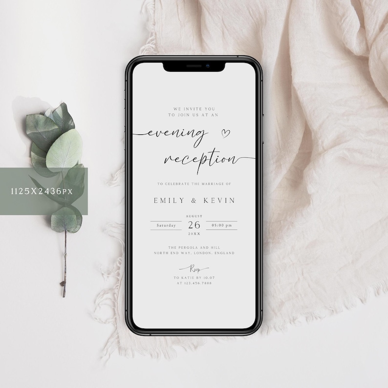 Evening Reception Digital Wedding Invitation Template (1080x1920px) - Etsy
