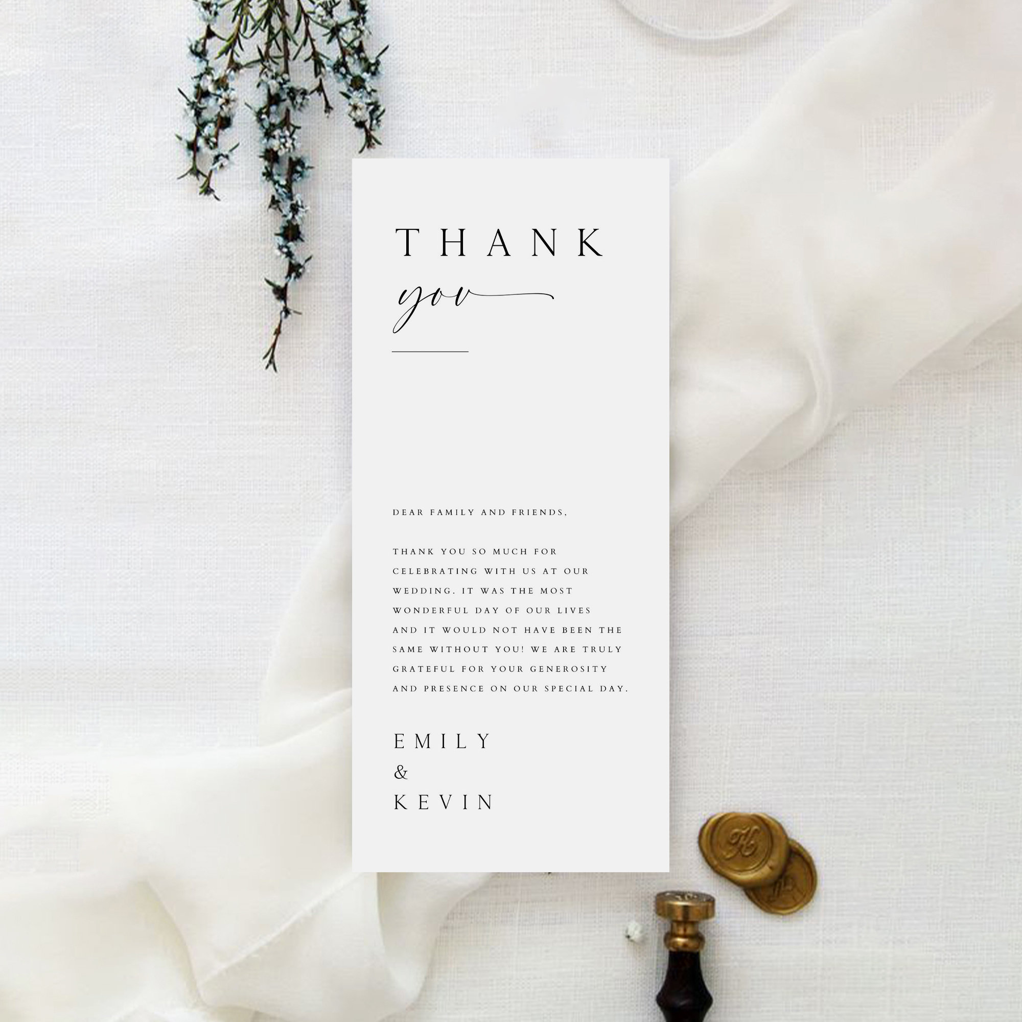 Wedding Table Thank You Card Template, Thank You Napkin Note, Place ...