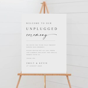 Elegant Unplugged Ceremony Sign, Wedding Welcome Sign Template ...
