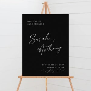 Black Wedding Welcome Sign Template, Large Wedding Sign, Modern Wedding ...
