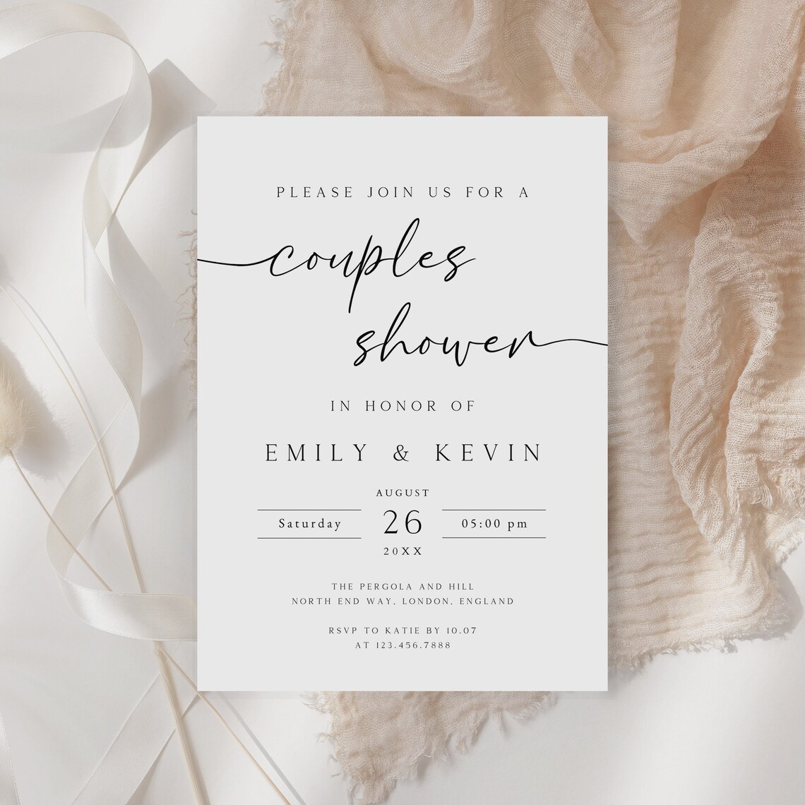 Minimalist Couples Shower Invitation, Modern Couples Shower Invite ...