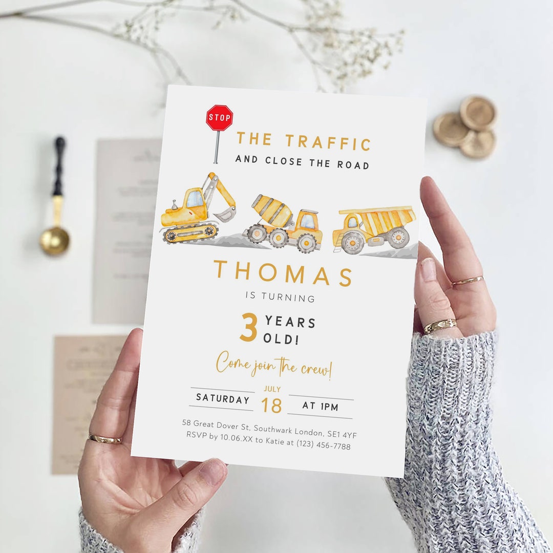 Editable Construction Birthday Invitation, Dump Truck Party Invite ...