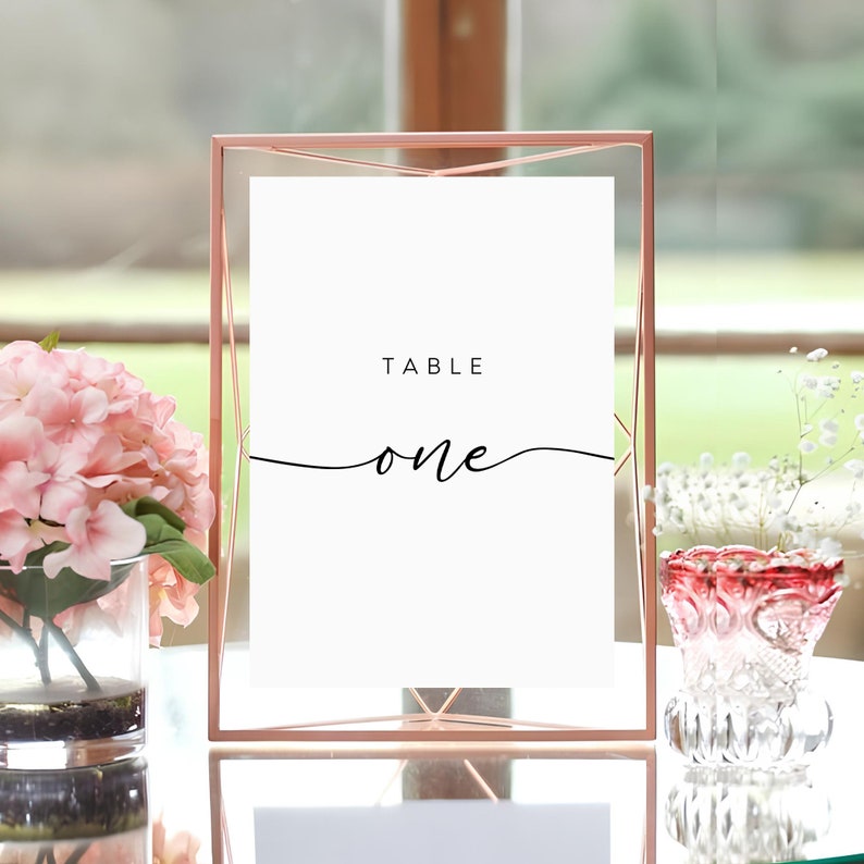 Modern Table Numbers Template, Minimalist Wedding Table Cards ...