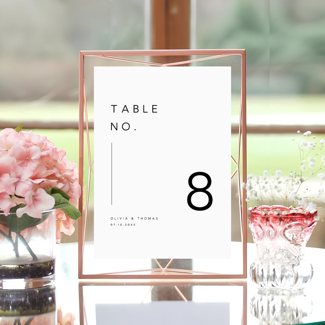 Modern Wedding Table Numbers Template (digital Download) - Etsy